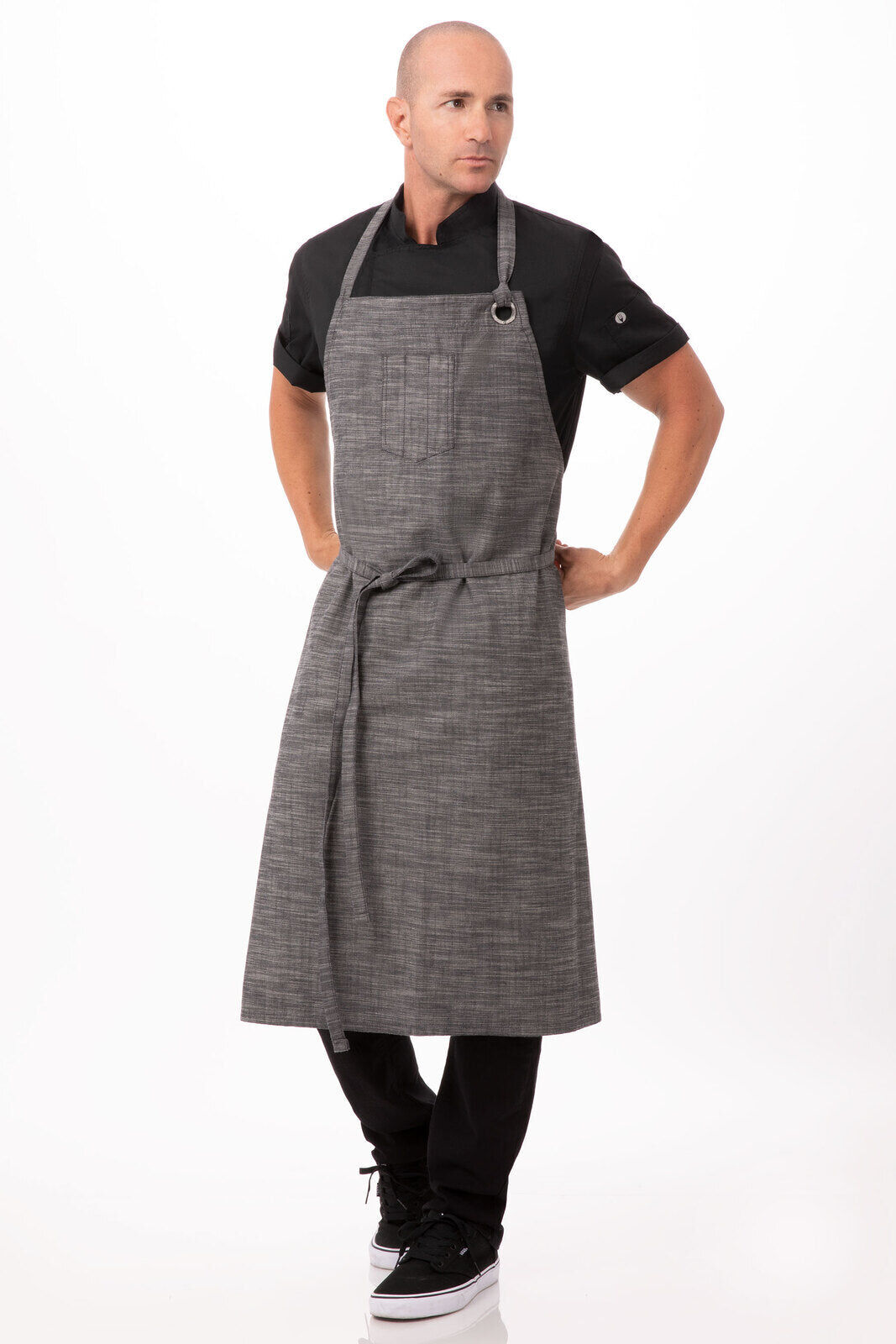 Chef Works Corvallis Grey Large Bib Apron - ABCXX002-BSL