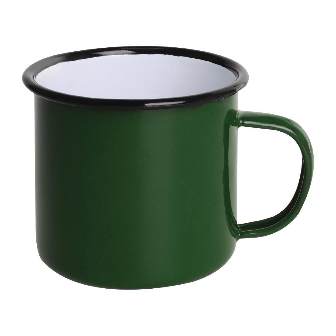 Olympia Enamel Mugs Green 350ml (Box of 6)